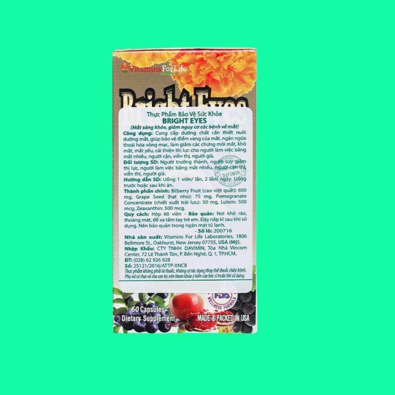Thuốc Bright Eyes cải thiện tình trạng mắt yếu, giảm mỏi mắt, khô mắt