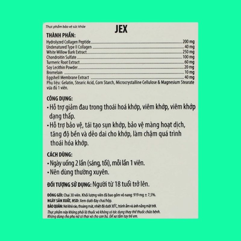 Thuốc Jex Natural Joint Pain Relief giảm đau trong thoái hóa khớp, viêm ...
